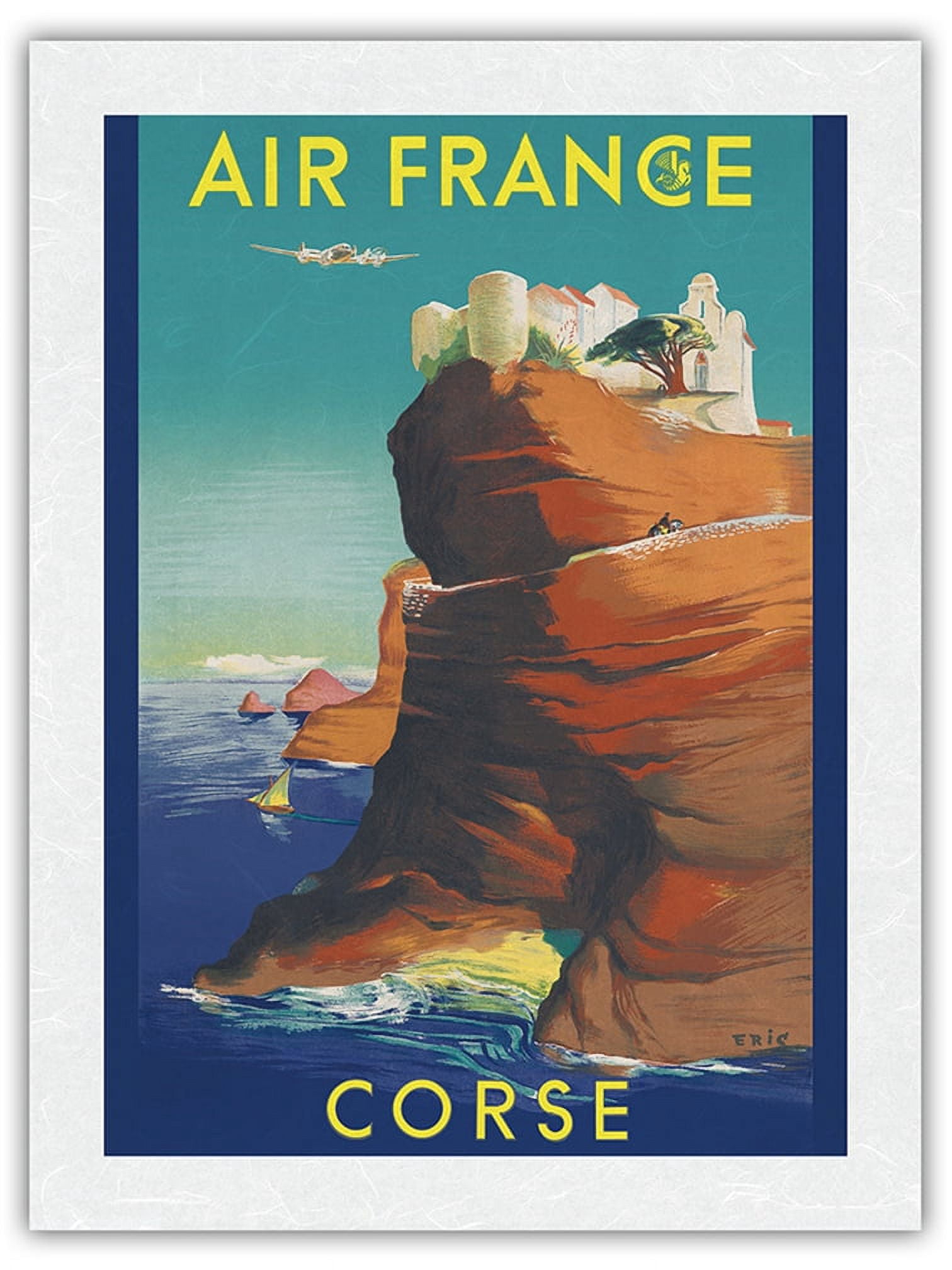 Corse (Corsica) - Bonifacio France - Vintage Airline Travel Poster by ...