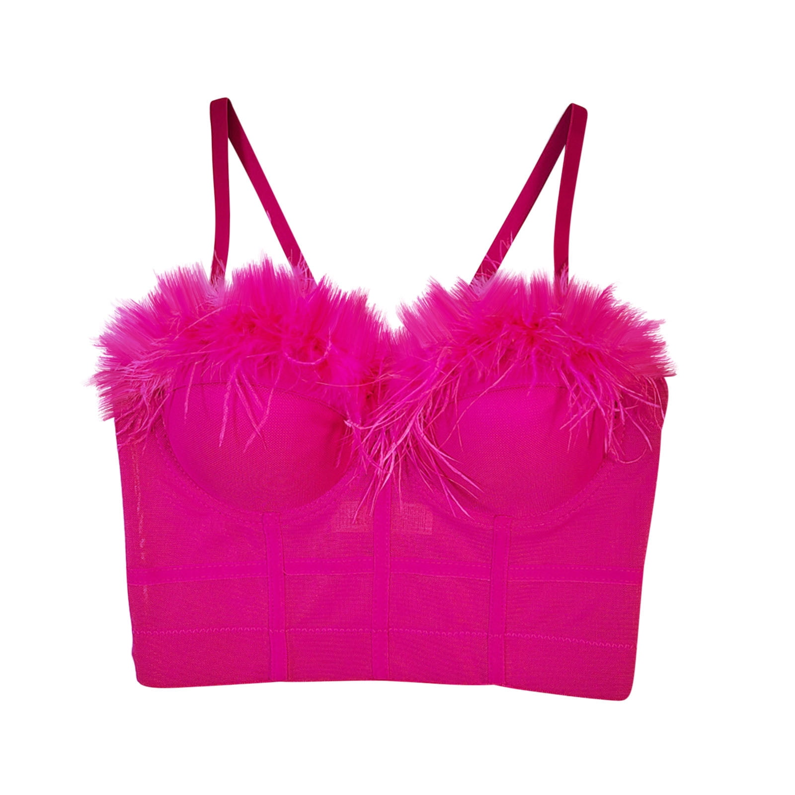 Corset Bra for Women Sheer Mesh See Through Feather Crop Tops Bustier ...