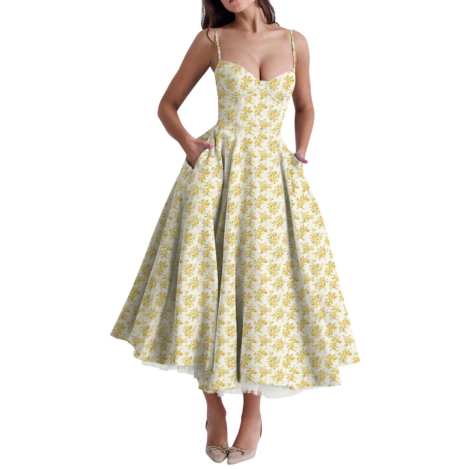 Corset Dress, Women'S Adjustable Strap Double-Layer Empire Waist ...