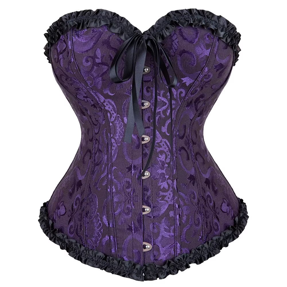 Corset Top for Women Lingerie Bustier Princess Floral Lace up Trim Plus ...