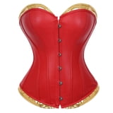 Corset Tops for Women Faux Leather Corset Halloween Cosplay Red Corset ...
