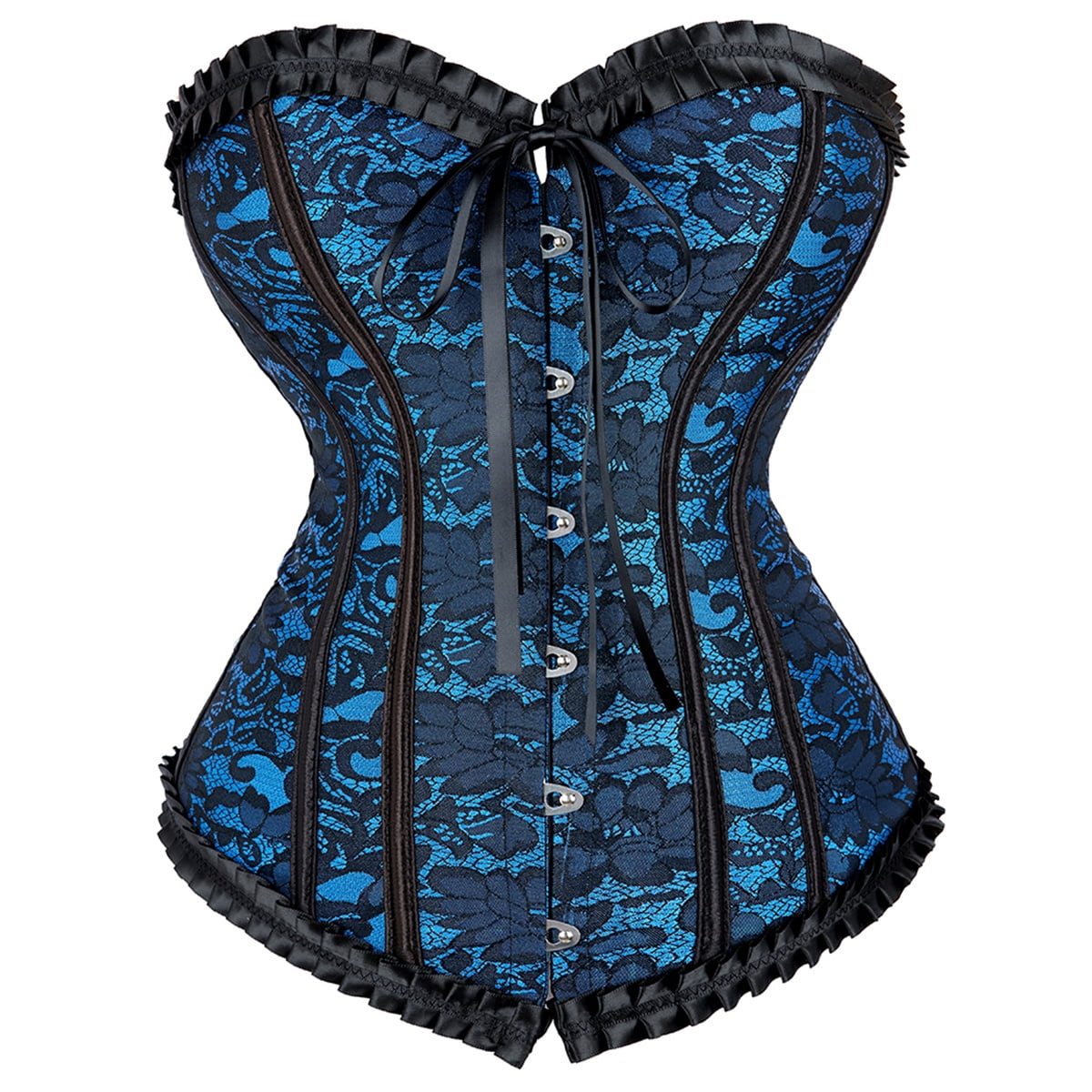 Corset Tops for Women Floral Lace Corset Bustier Plus Size Overbust ...