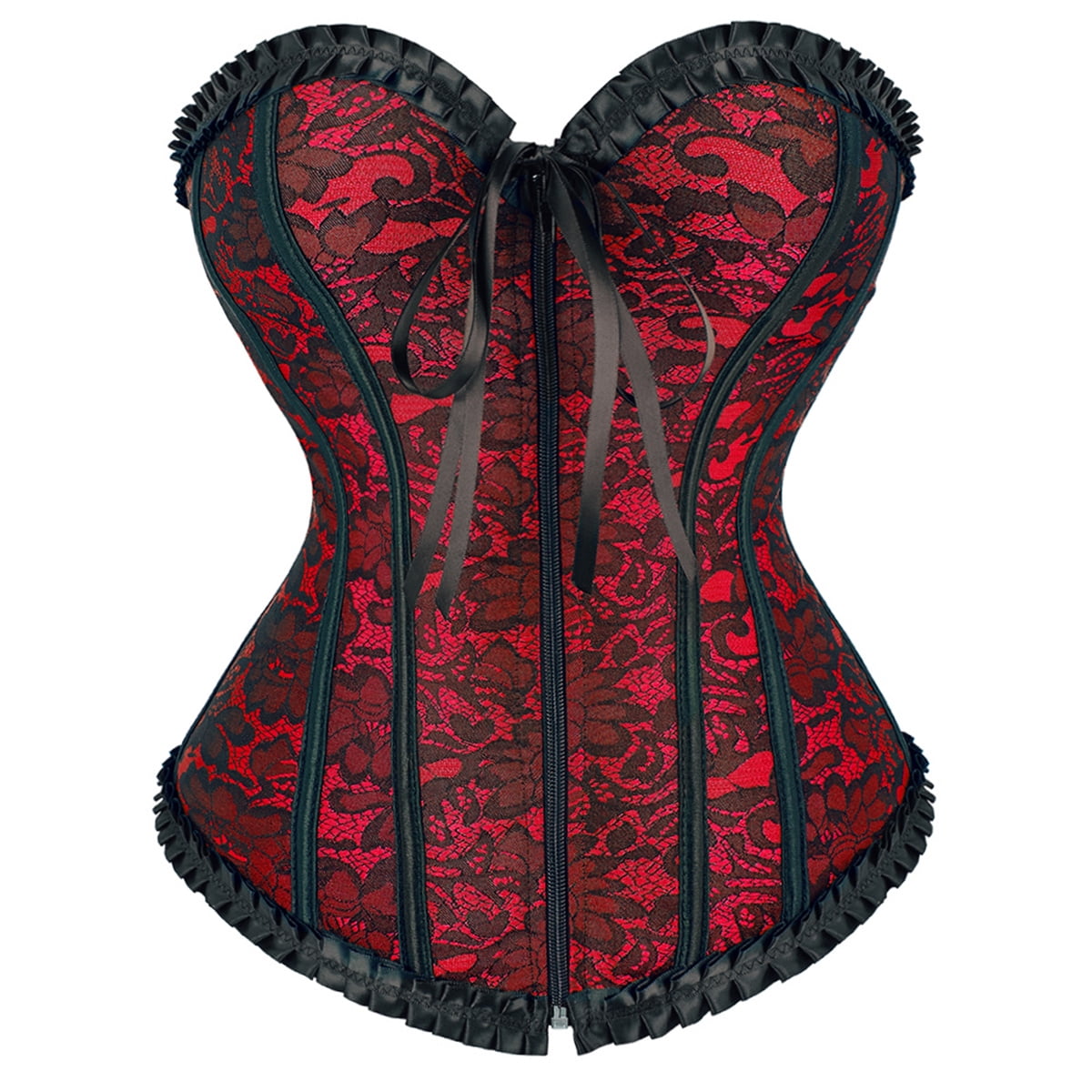 Corset Tops for Women Floral Lace Corset Bustier Plus Size Overbust ...