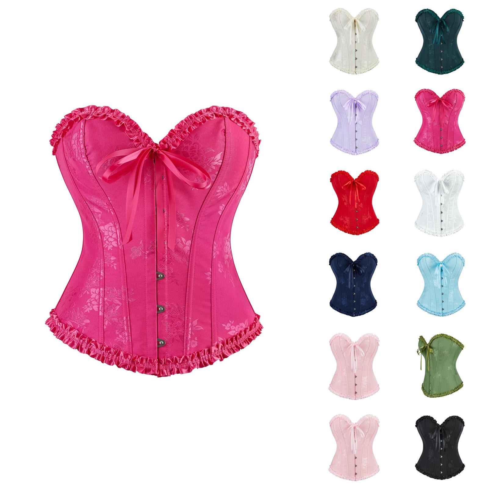 Corset Tops for Women Lace Up Strapless Overbust Bustier Party Club ...