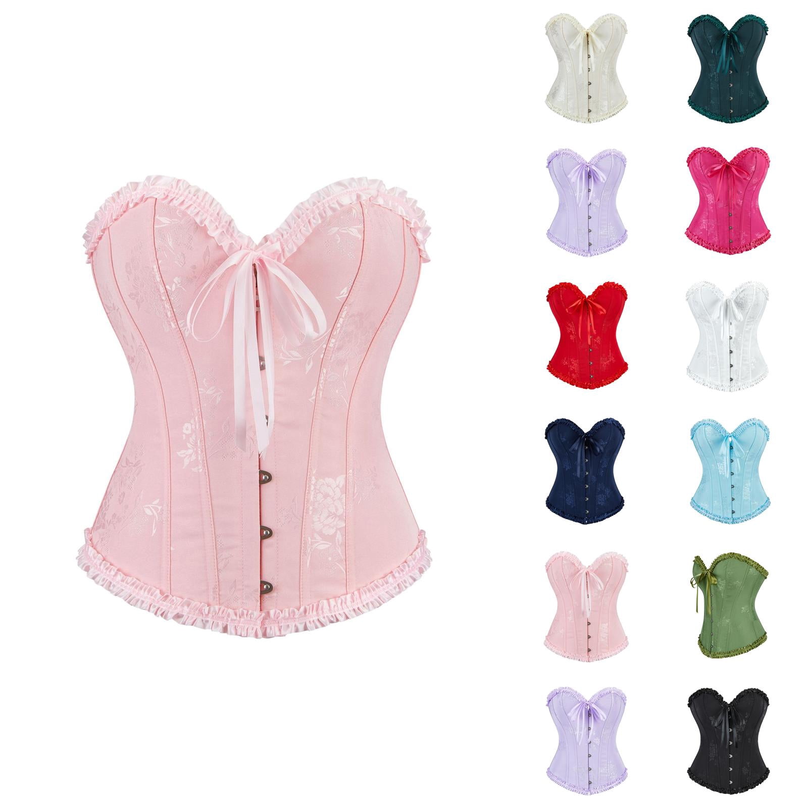 Corset Tops for Women Lace Up Strapless Overbust Bustier Party Club ...