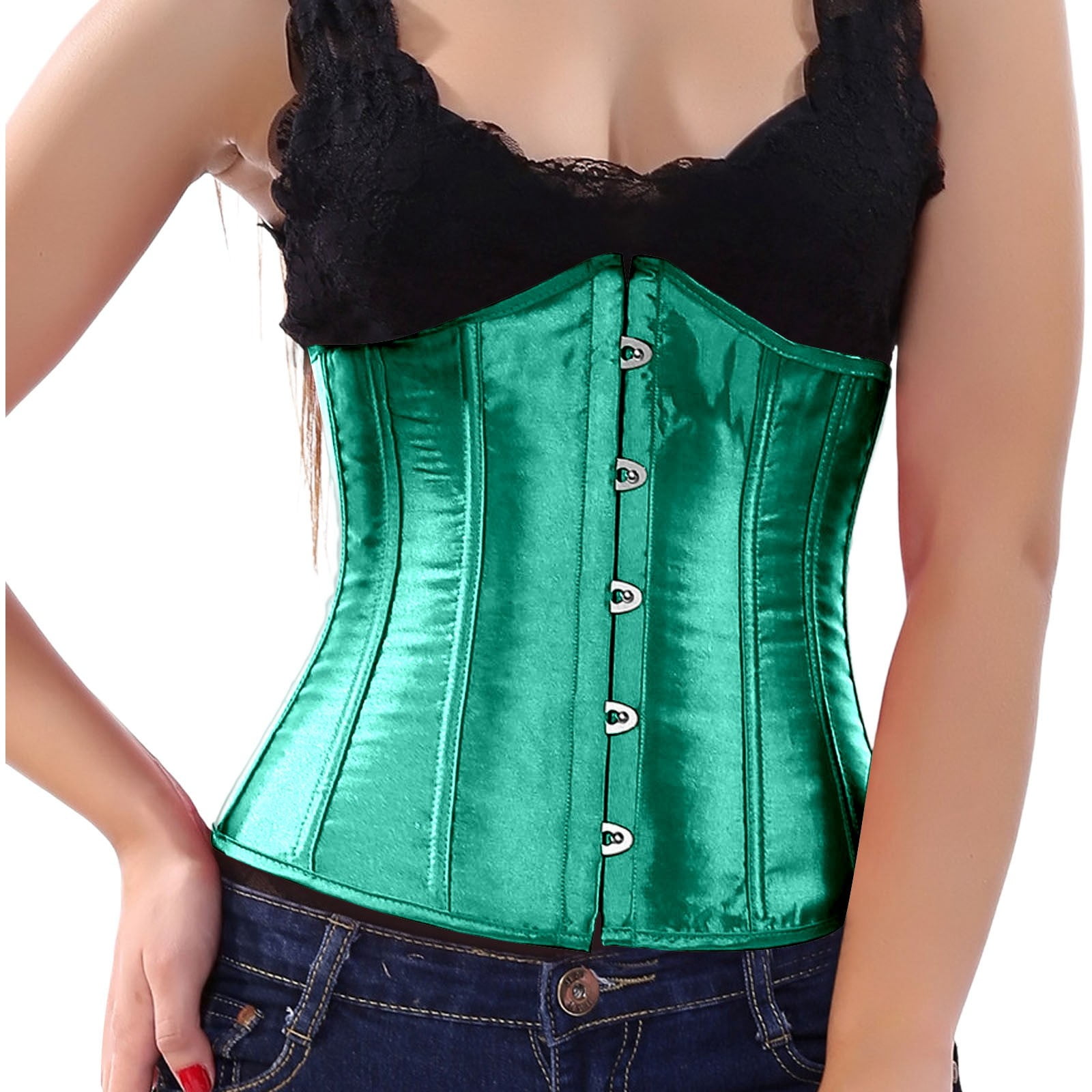 Corset Tops for Women Plus Size Underbust Corset Clasp Waist Training Flexible Bustier Plus Size ...