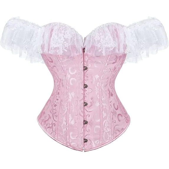 Corset for Women Top Bustier with Sleeves Off The Shoulder Lace Floral ...