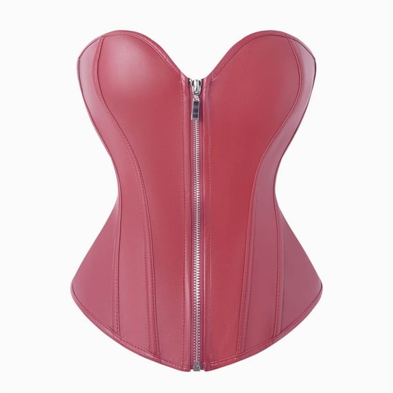 Corsets For Women Faux Leather Sleeveless Solid Color Corset Top ...