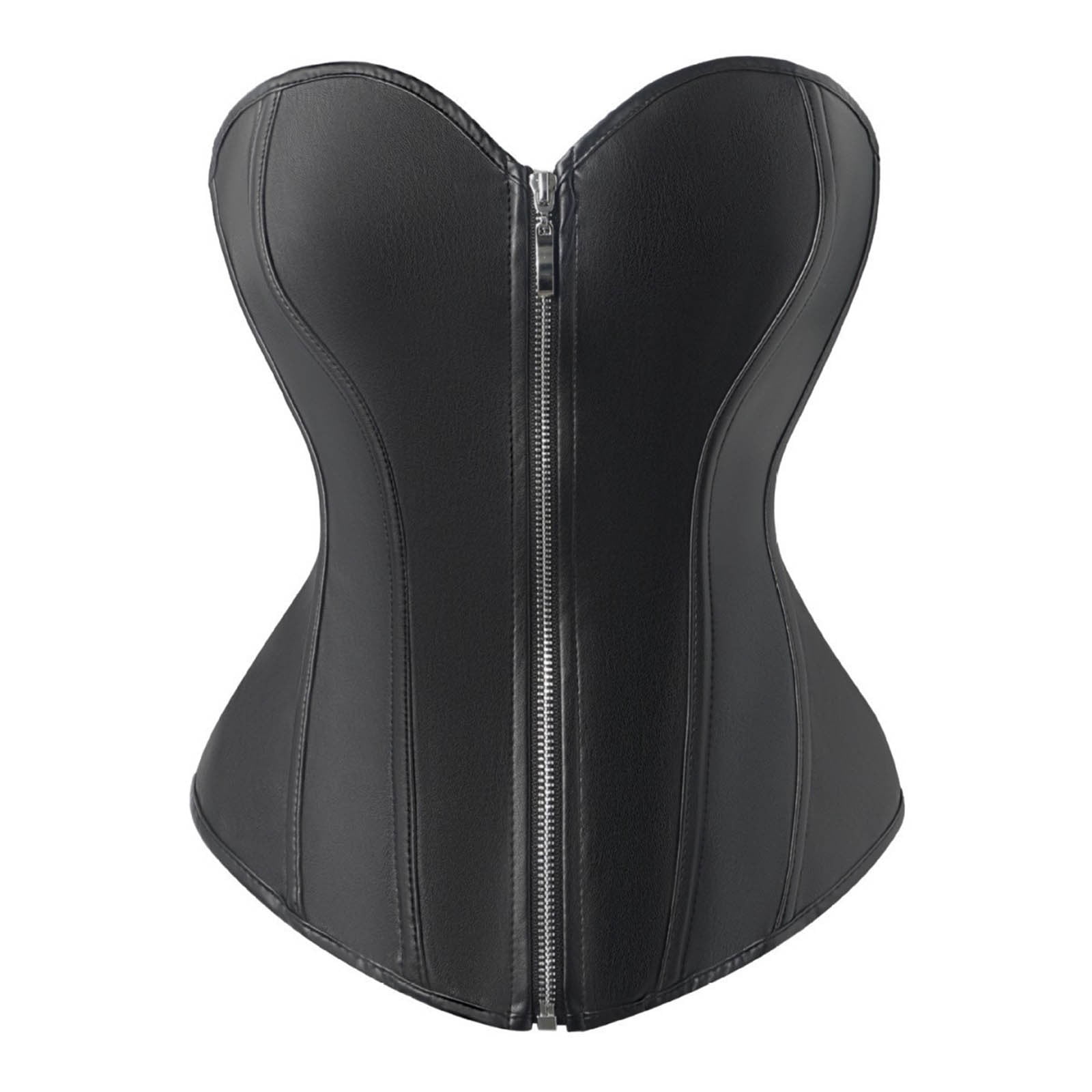 Corsets For Women Faux Leather Sleeveless Solid Color Corset Top ...