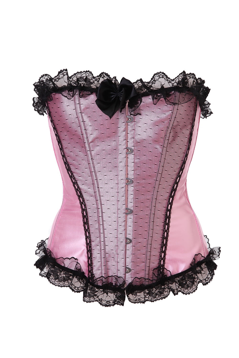 Corsets for Women Bustier Basques Floral Lace Trim Satin Waist Cincher ...