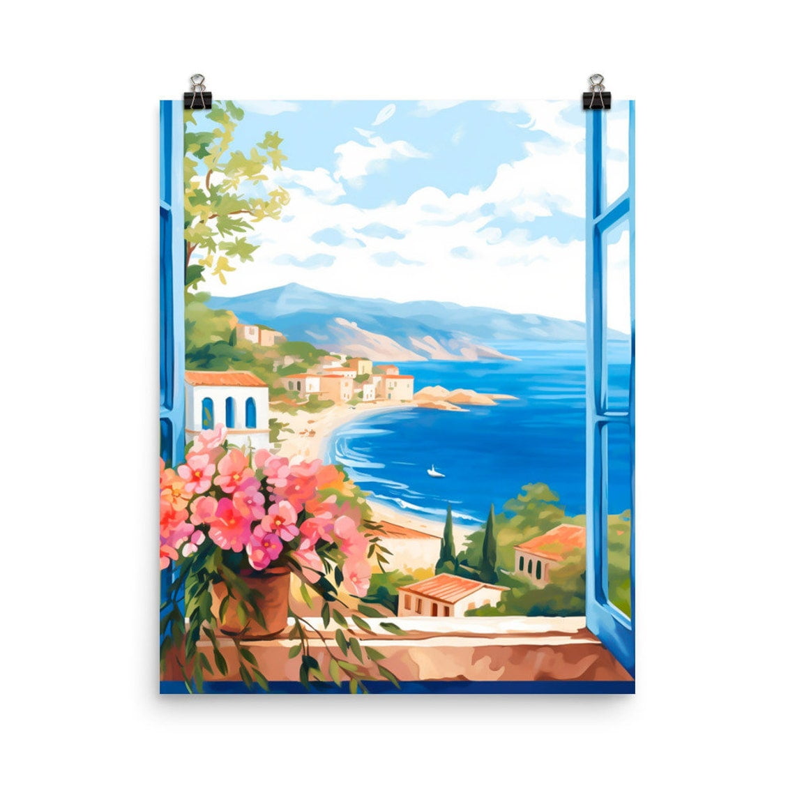Corsica Print, Mediterranean Seaside View Art, French Riviera Wall ...