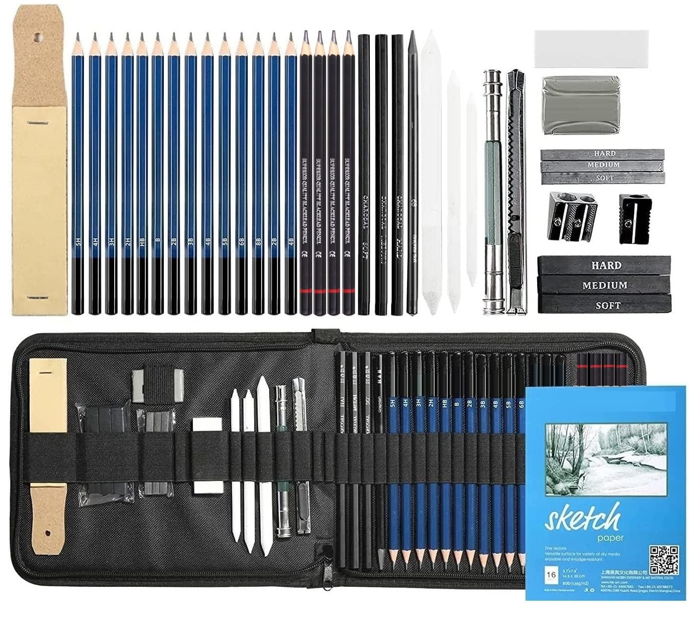 Corslet 39 Pack Graphite Drawing Pencils And Sketch Set, Professional ...