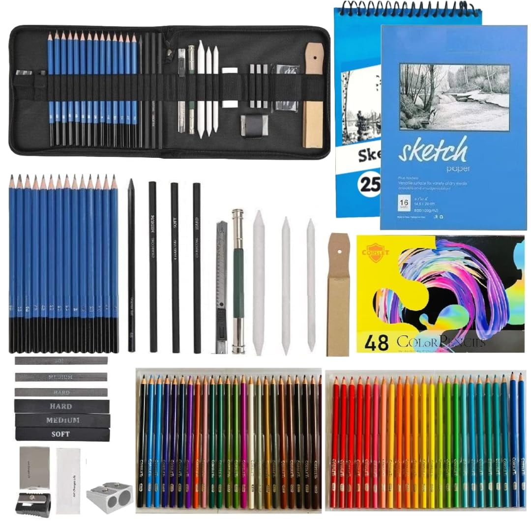 Corslet Set of 84 Combo of 48 Colour Pencils 35 Pcs Professional ...