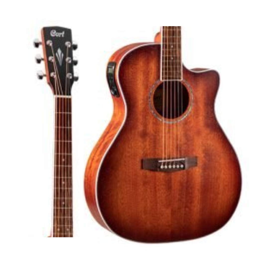 Cort Grand Regal Acoustic-Electric Cutaway Guitar - Open Pore Mahogany ...