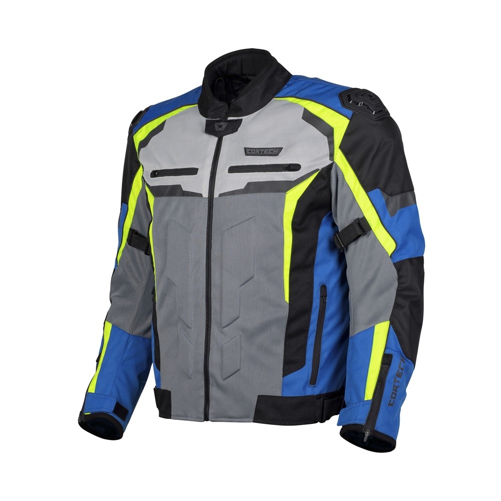 Cortech Hype-Flo Mens Textile Motorcycle Jacket Blue/Gray/Hi-Viz MD ...