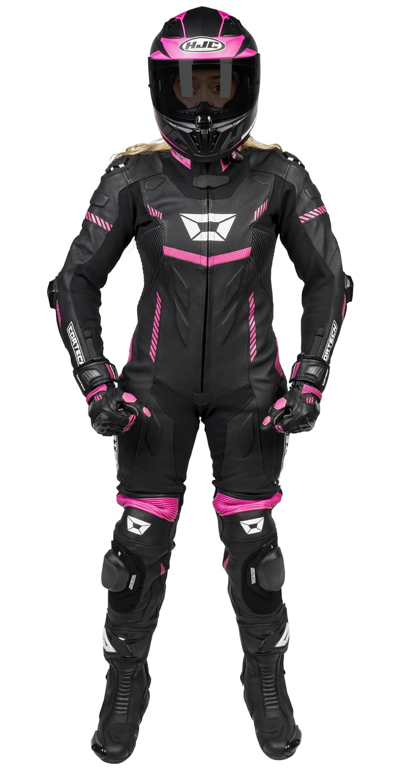 Cortech Revo Sport Air Womens Leather Motorcycle 1-Pc Suit Black/Pink ...