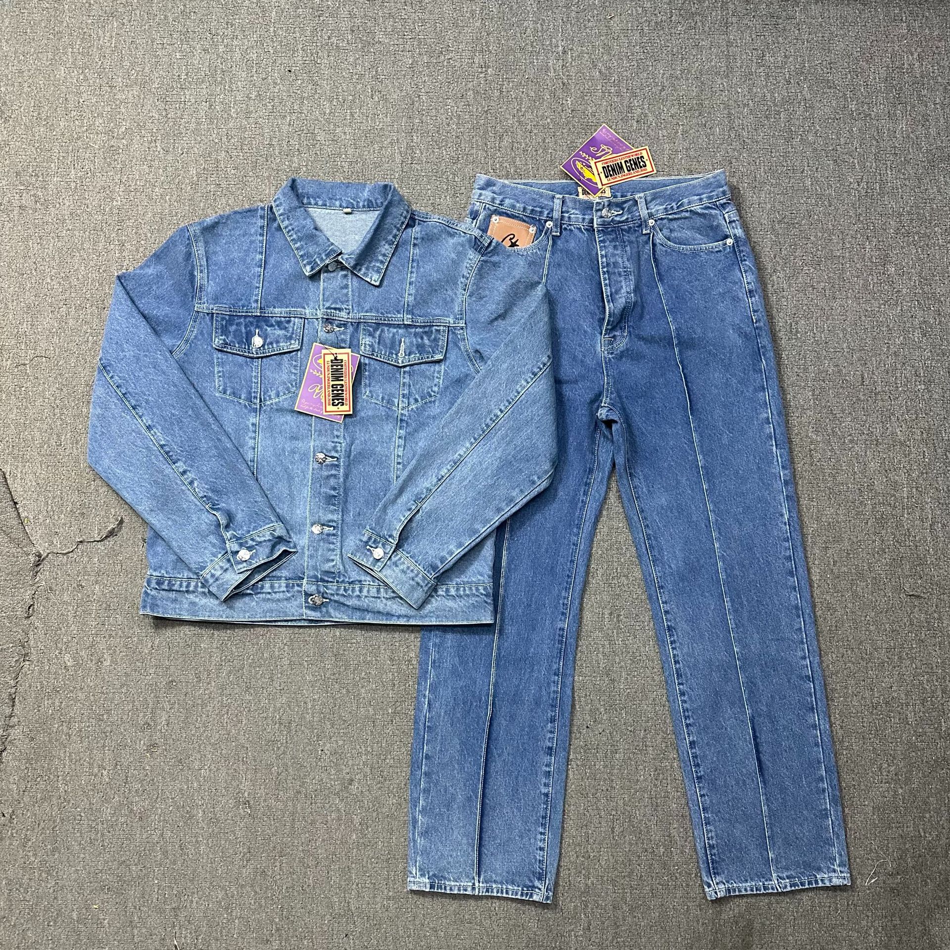 Corteiz Alcatraz Men's Jean Jackets Suits Casual Vintage Denim Suit ...