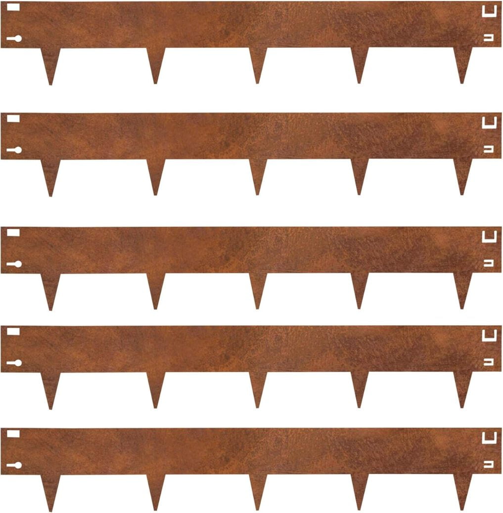 Corten Steel Rust Landscape Edging Border, 5 Pack 42”L x 7”H Weather ...