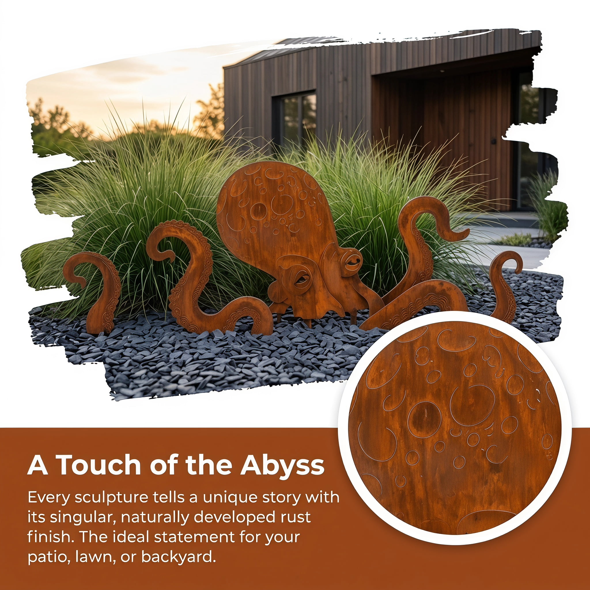 Corten Steel Rust Octopus Yard Sculpture Rust Patina Giant Squid Rusted ...