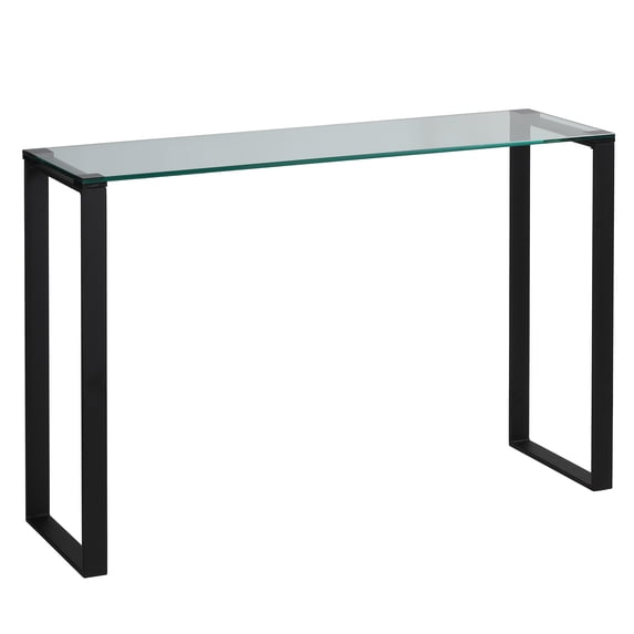 Cortesi Home Gega Contemporary Glass Console Table in Matte Black ...