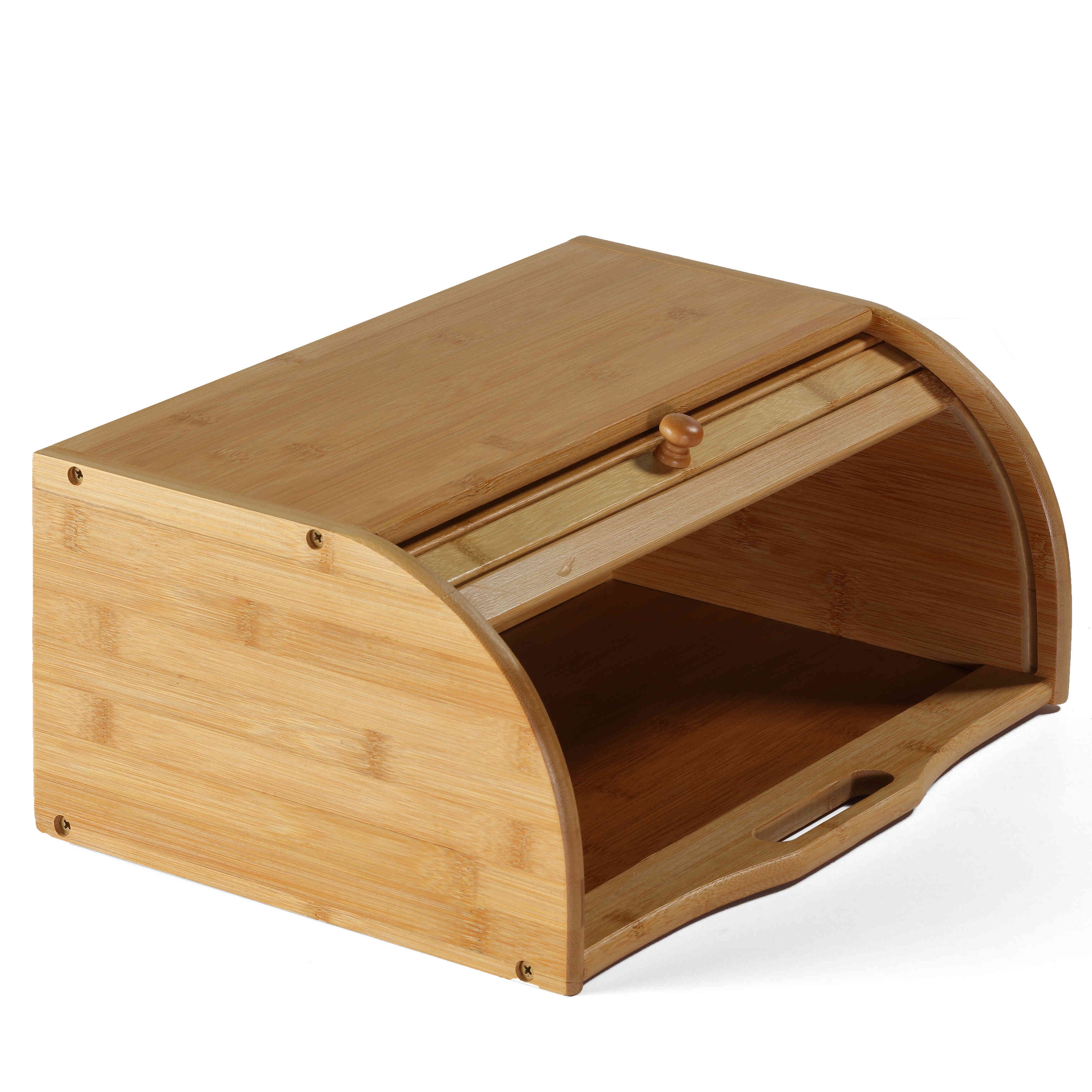 Cortesi Home Loafy Natural Bamboo Bread Box with Handle - Bread Box ...