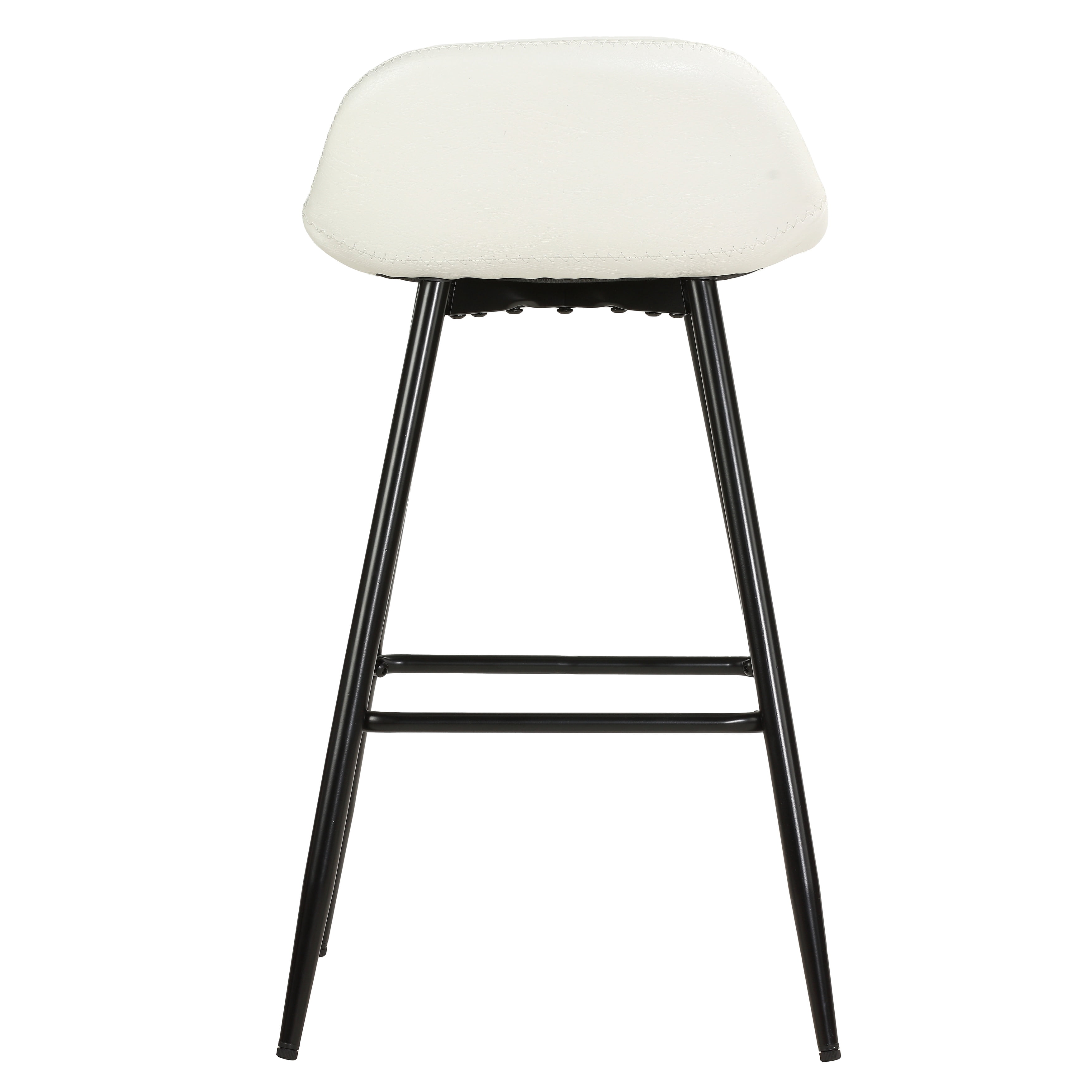 Cortesi Home Rain Counterstools in White Faux Leather, Black Base (Set ...