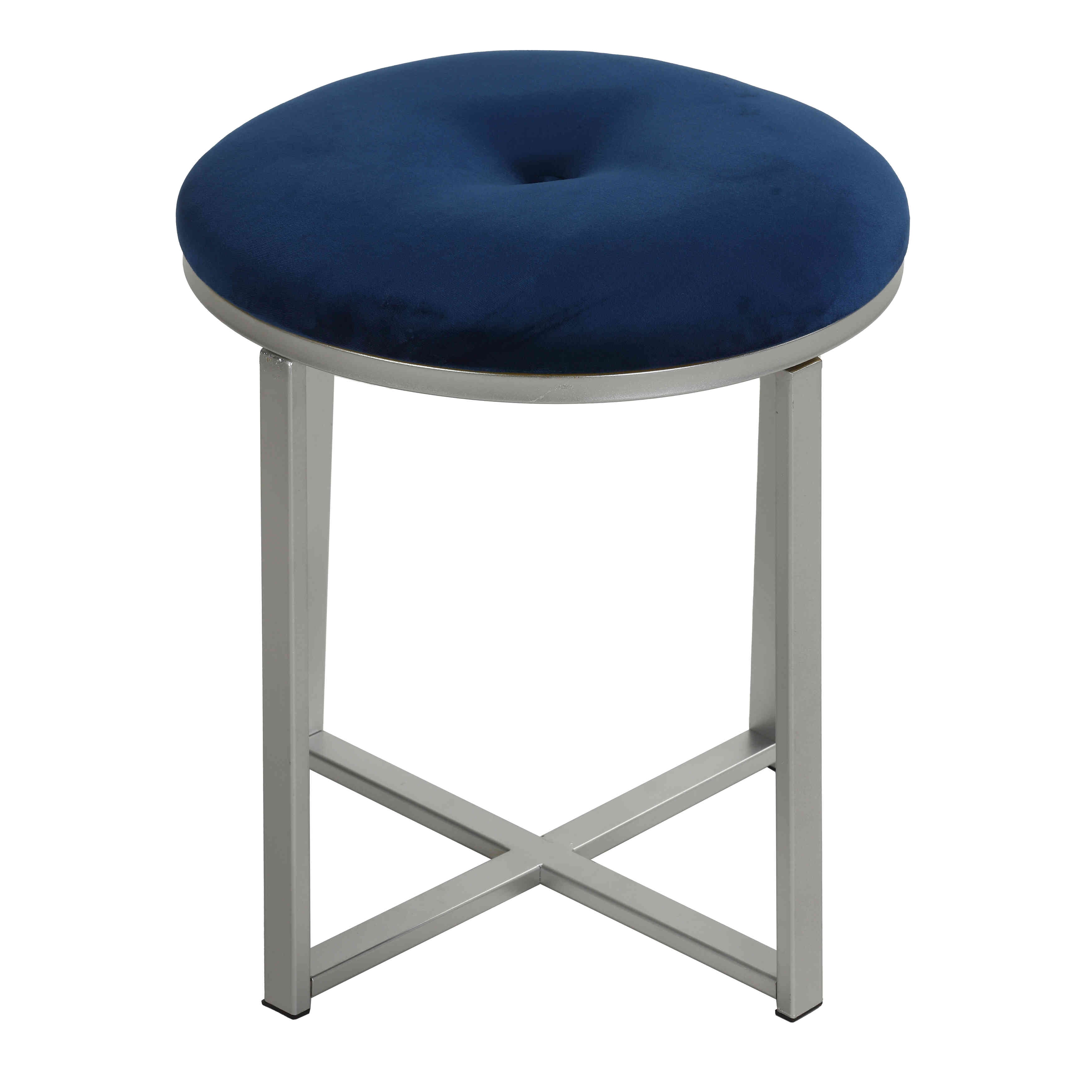 Cortesi Home Samiya Round Ottoman Footstool, Navy - Walmart.com