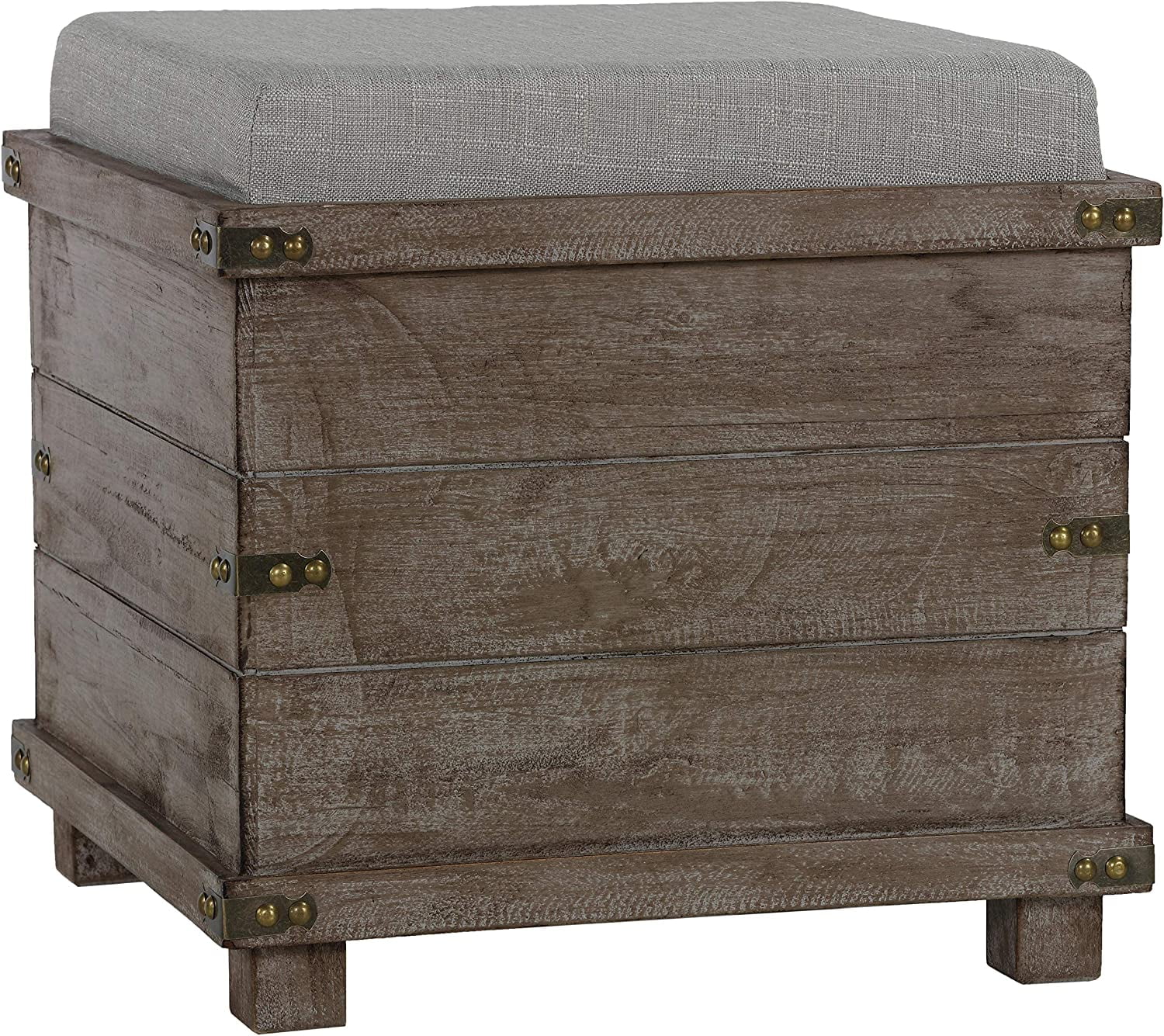 Cortesi Home Scusset Storage Chest Tray Ottoman in Fabric and Wood ...