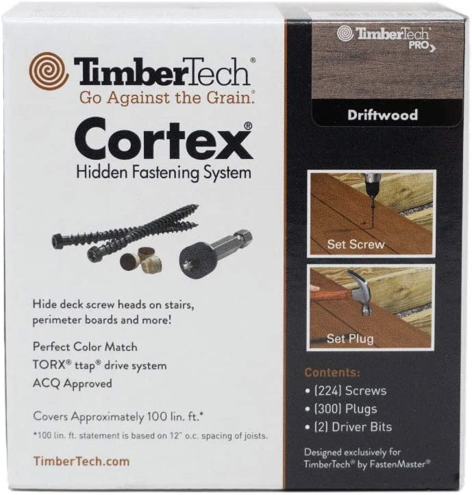 Cortex Plug Hidden Fasteners for TimberTech Driftwood (100 lin/ft ...