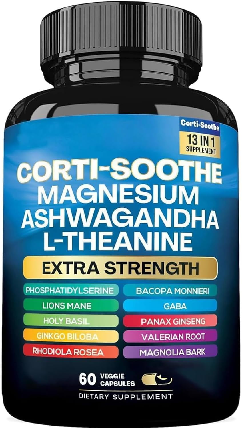 Corti-Soothe Cortisol Supplement Magnesium Glycinate 200mg, L-Theanine ...