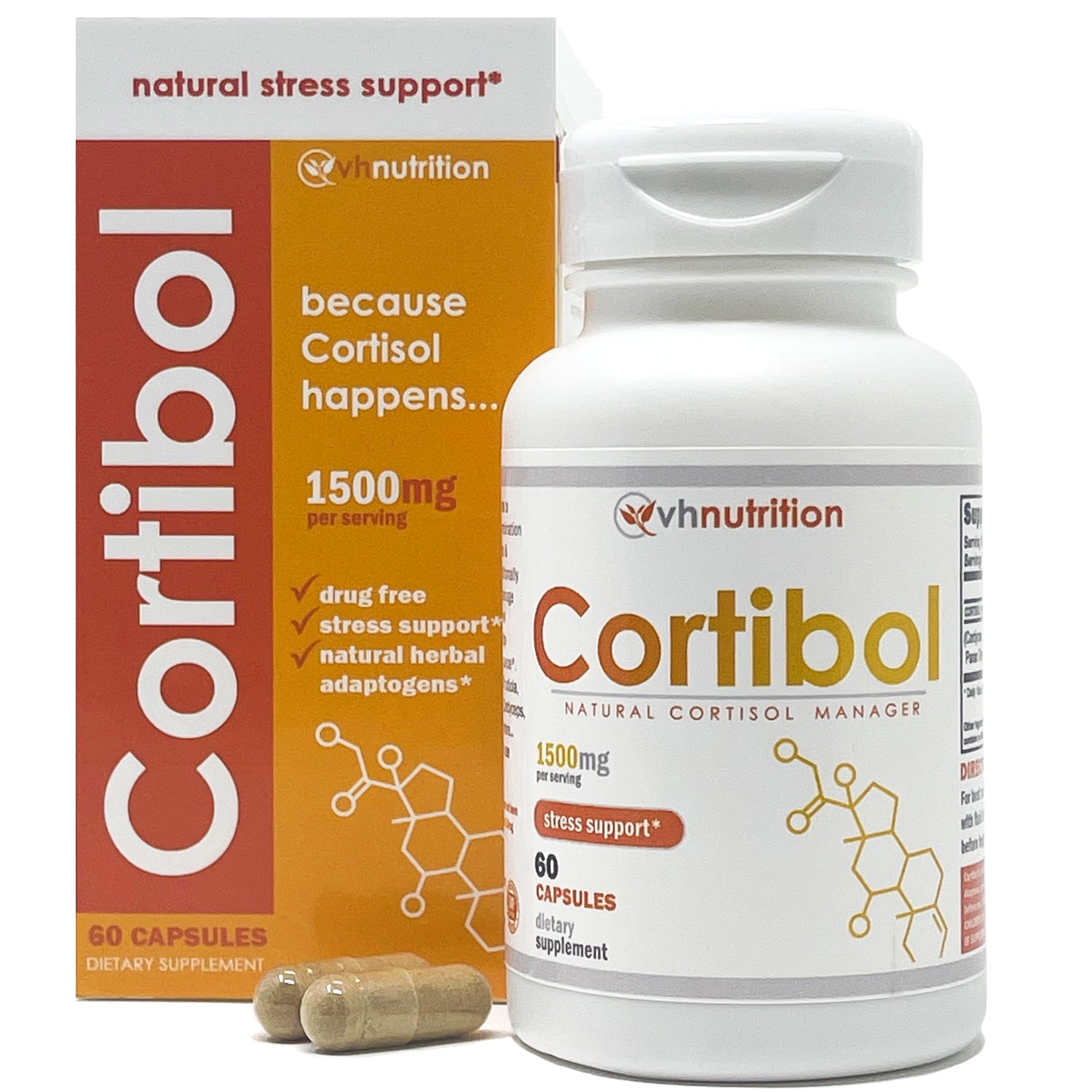 VH Nutrition Cortibol Cortisol Manager Blocker 1500mg Adrenal Support ...