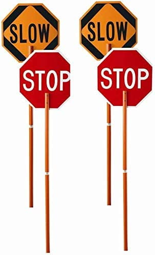 Cortina 03-822P ABS Plastic Pole Mounted Paddle Sign, Legend"Stop/Slow ...
