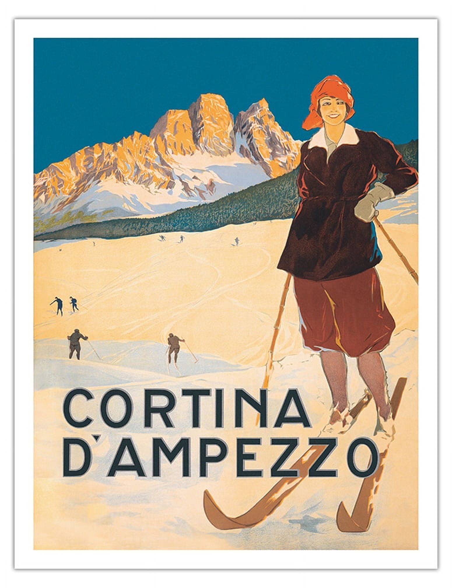 Cortina D'ampezzo Ski Resort - Italian Alps - Vintage Travel Poster c.1920 - Fine Art Matte ...