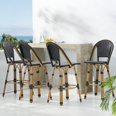 Cotterell Outdoor French Wicker and Aluminum 29.5 Inch Barstools, Set ...