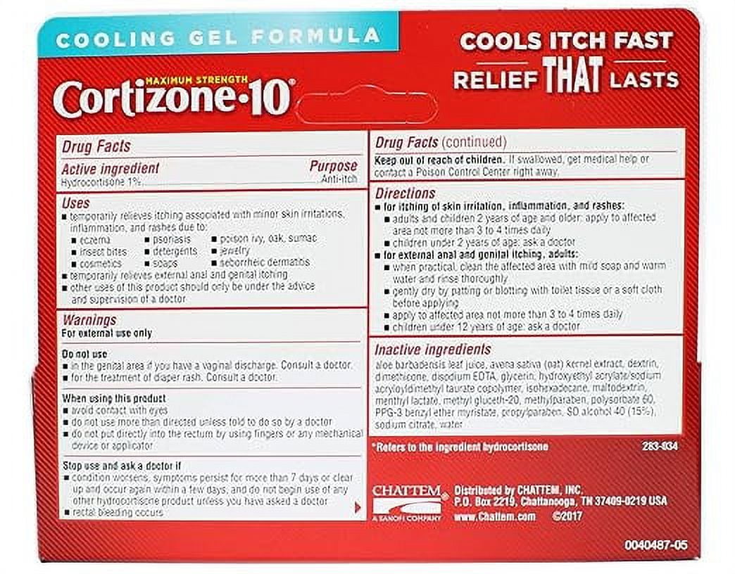 Cortizone-10 Fast Acting Maximum Strength Cooling Relief Gel, 1 oz, 2 ...