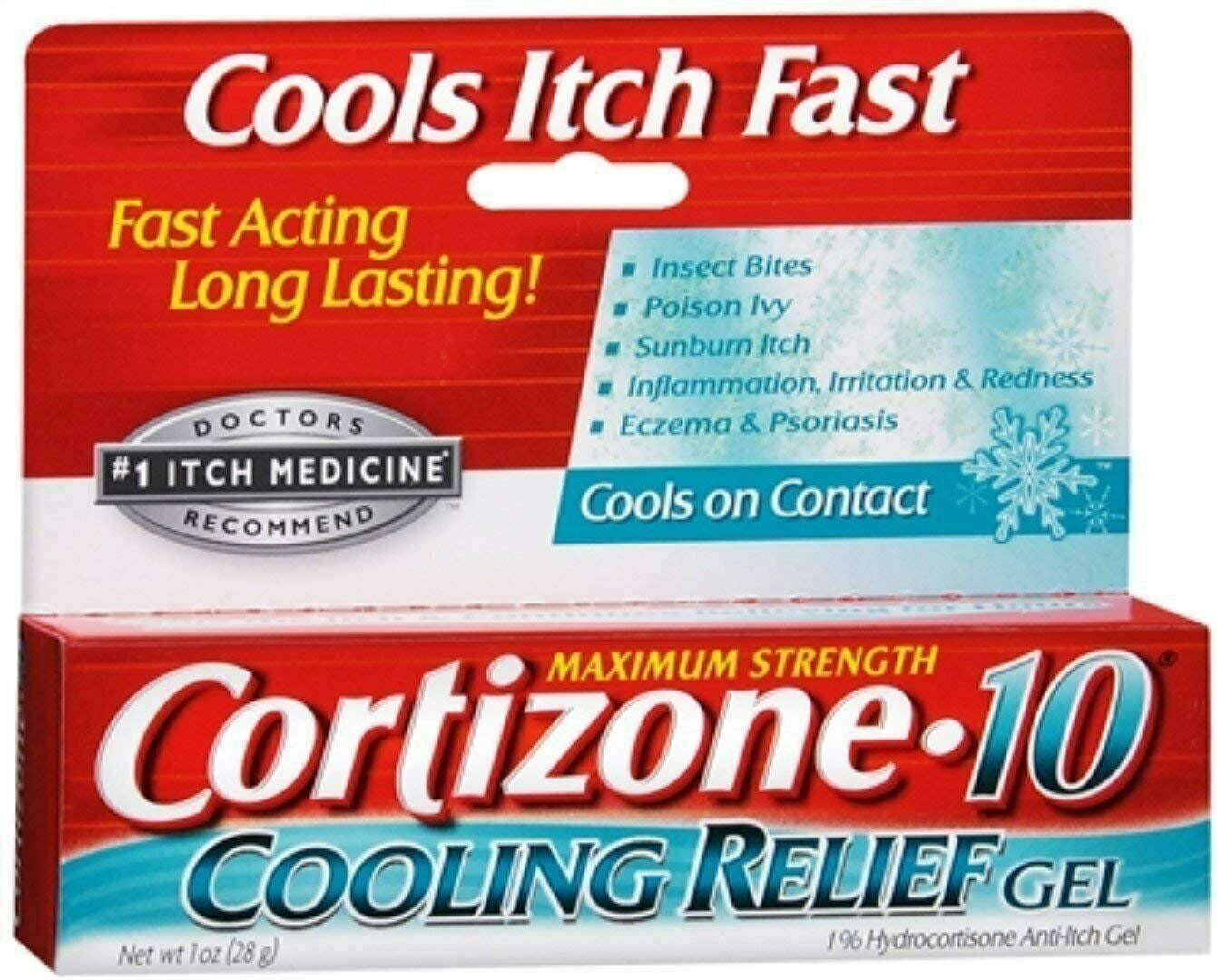 Cortizone-10 Fast Acting Maximum Strength Cooling Relief Gel, 1oz, 5 ...