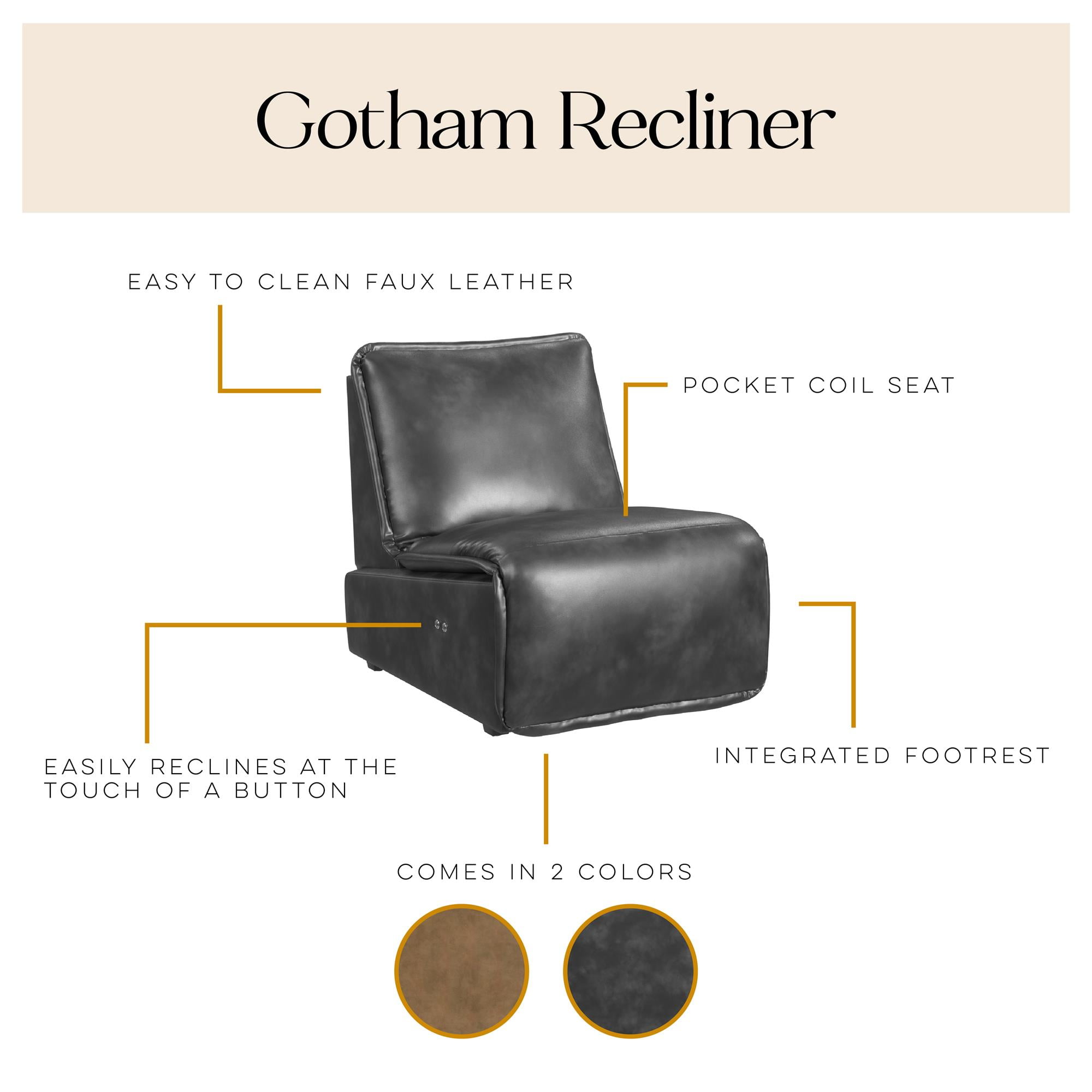 Cortney's Collection Gotham Electric Reclining Power Motion Recliner ...