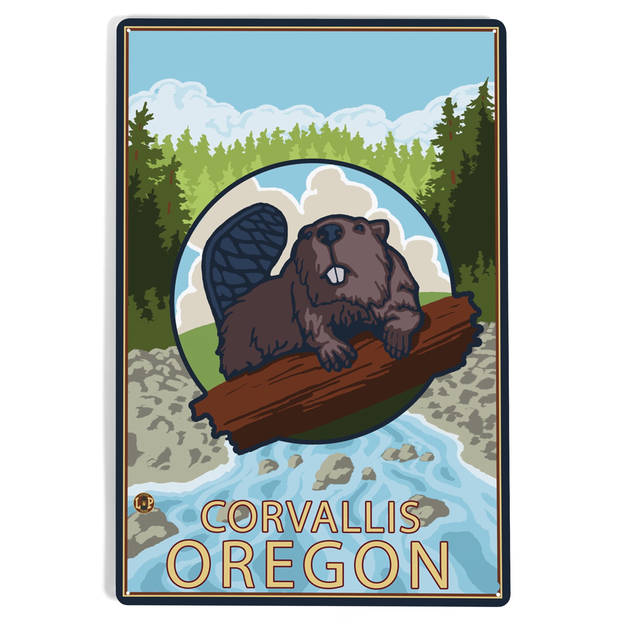 Corvallis, Oregon, Beaver (12x18 Aluminum Art, Indoor Outdoor Metal ...