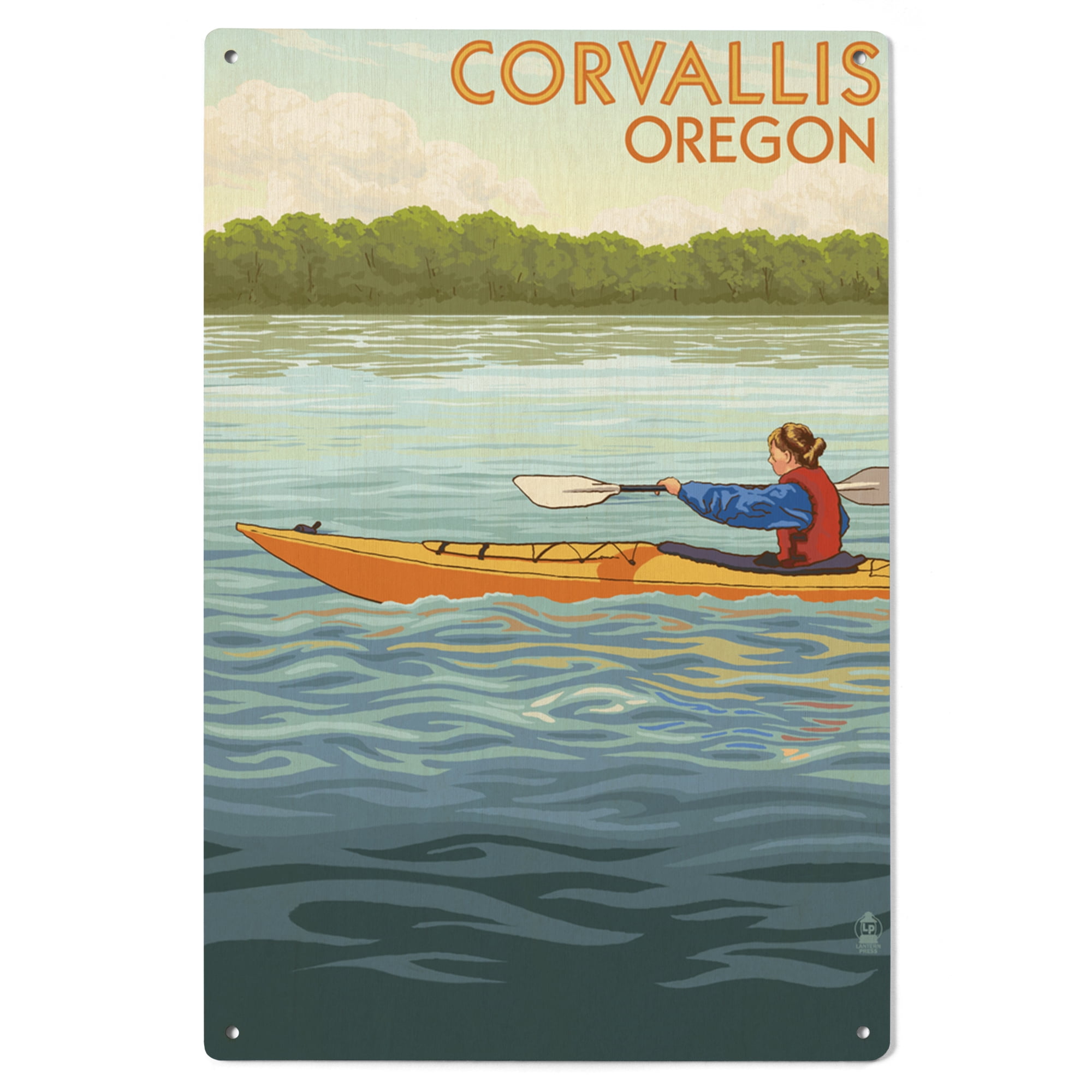 Corvallis, Oregon, Kayak Scene Birch Wood Wall Sign (6x9 Rustic Home ...