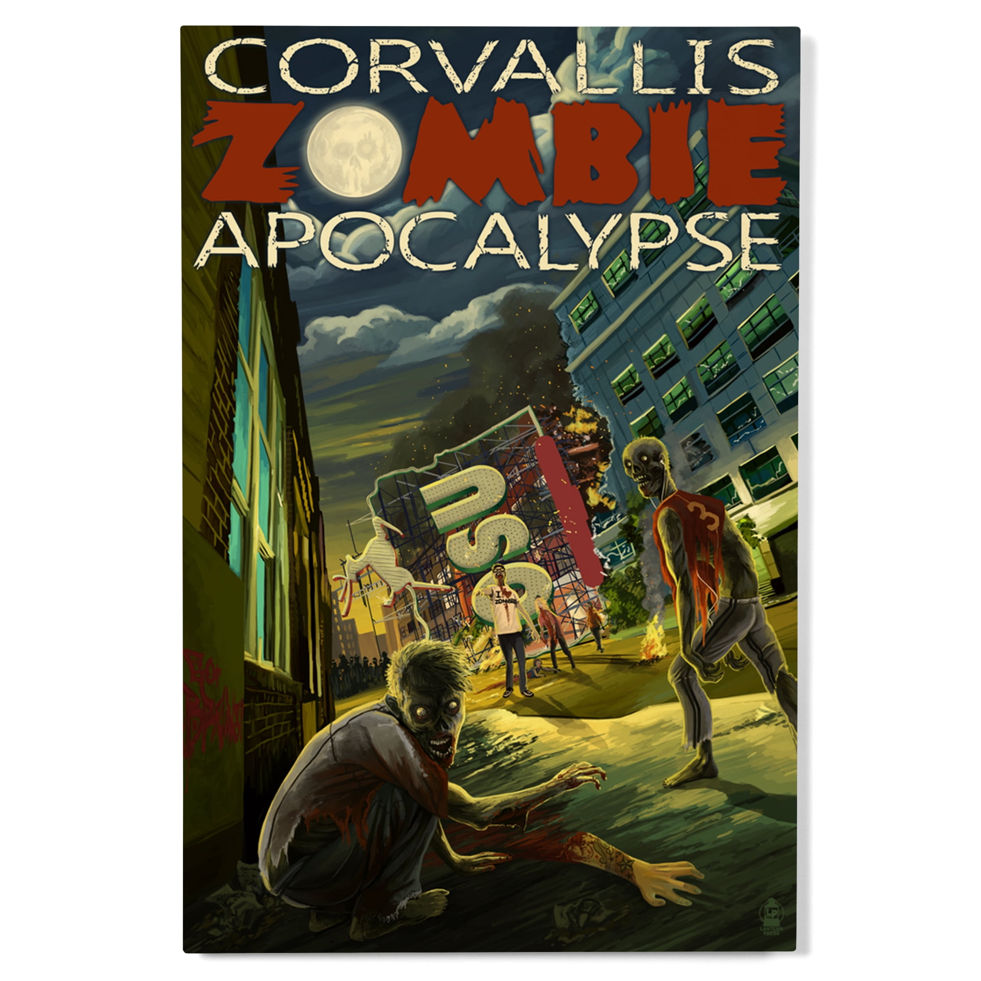 Corvallis, Oregon, Zombie Apocalypse Birch Wood Wall Sign (12x18 Rustic ...