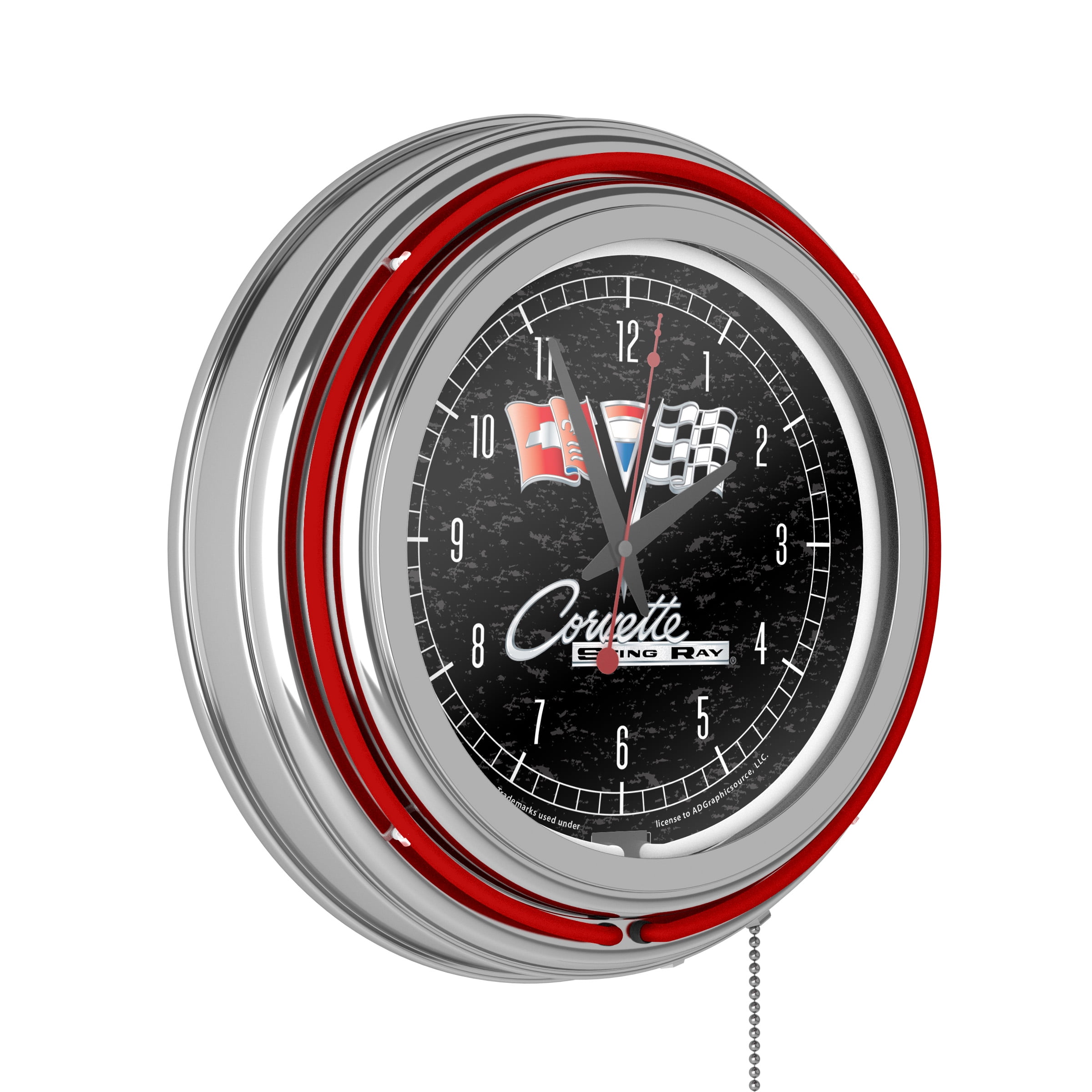 Corvette C2 Black Chrome Double Ring Neon Clock - Walmart.com