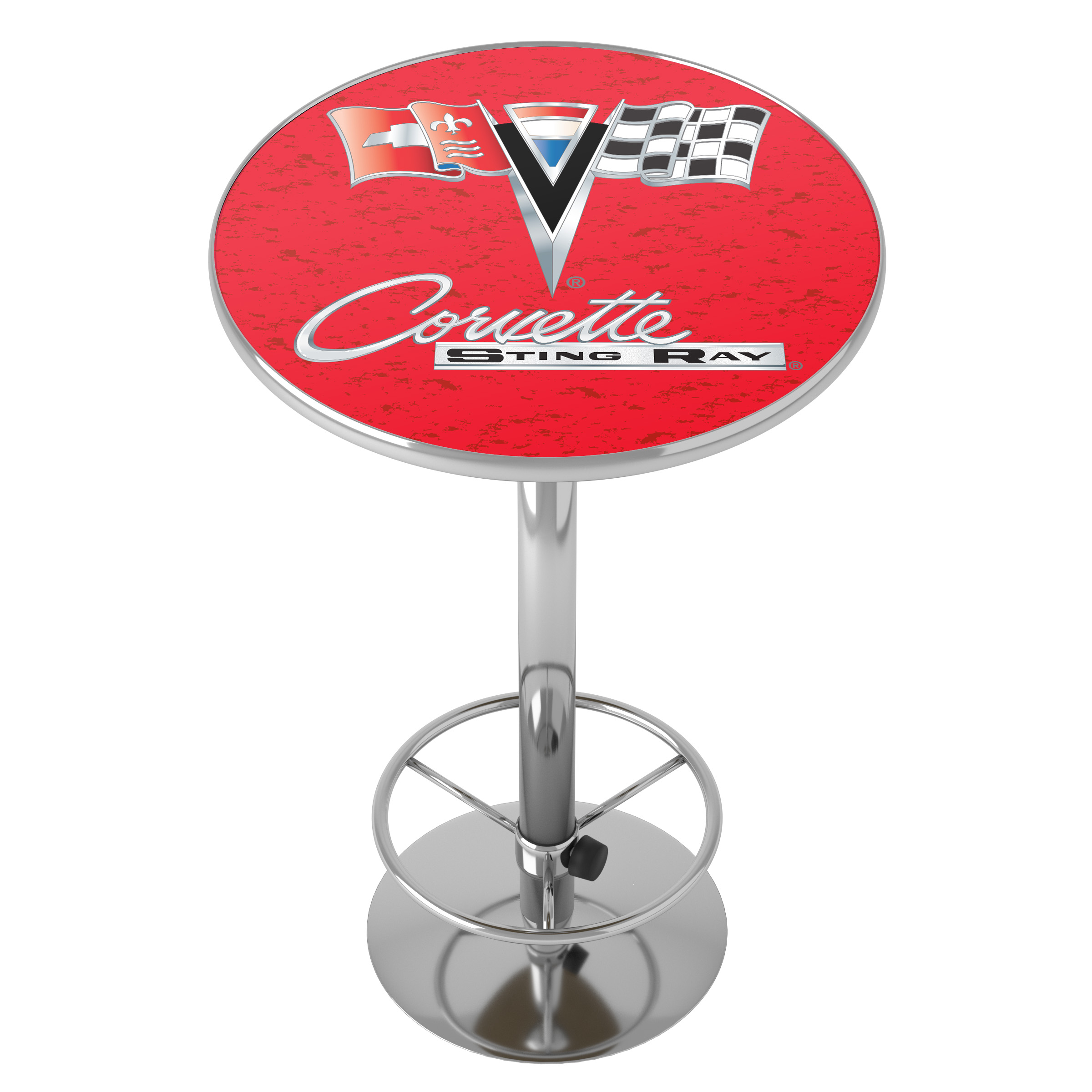 Corvette C2 Red Bar Table with Adjustable Footrest and Acrylic Top ...