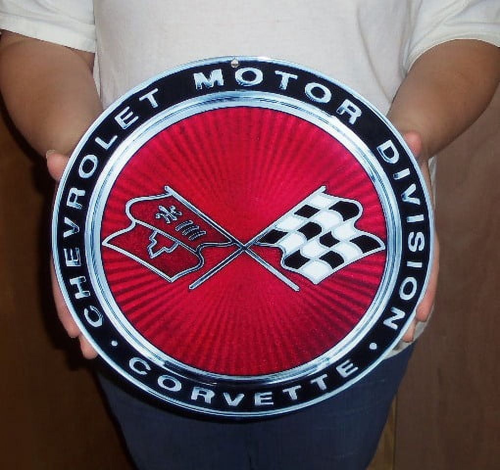Corvette C3 Crossed Flag Emblem Steel Sign - Walmart.com