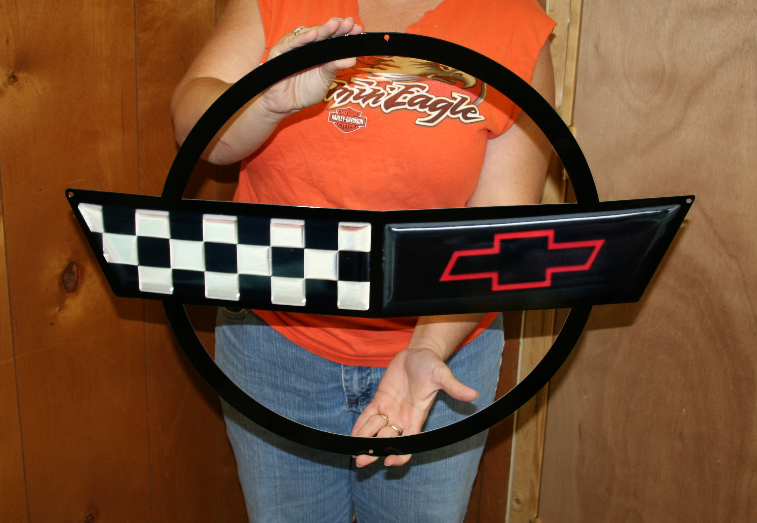Corvette C4 Stingray Black Crossed Flag Emblem Steel Sign - Walmart.com