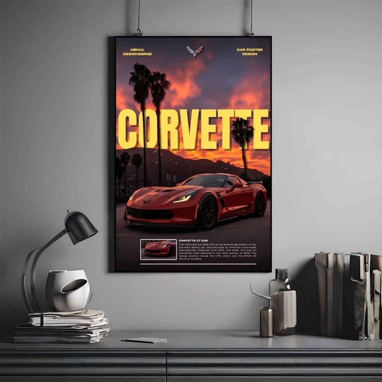 Corvette C7 American Supercar Poster Garage Decor UNFRAMED PAPER POSTER ...