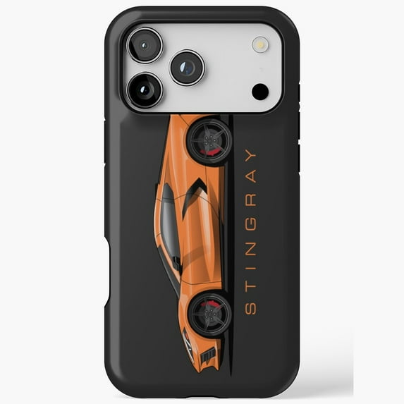 Corvette C8 Orange Illustration Modern Supercar Shape iPhone 17 11 12 ...