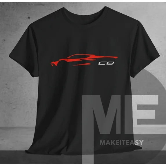 Corvette C8 Red Outline Silhouette T-Shirt 8th Gen Vette Tee Fan Gift ...