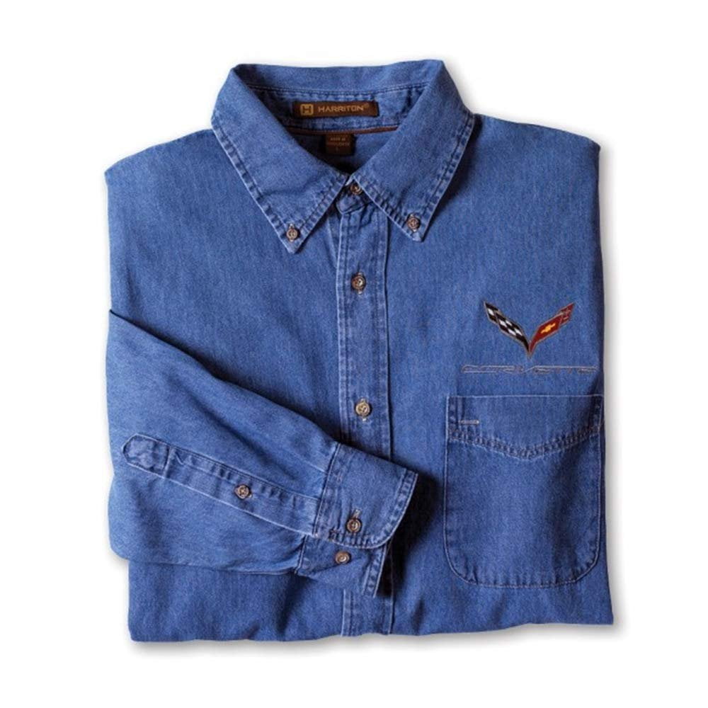 Corvette Denim Button-Down Shirt : C7 Stingray XX-Large - Walmart.com