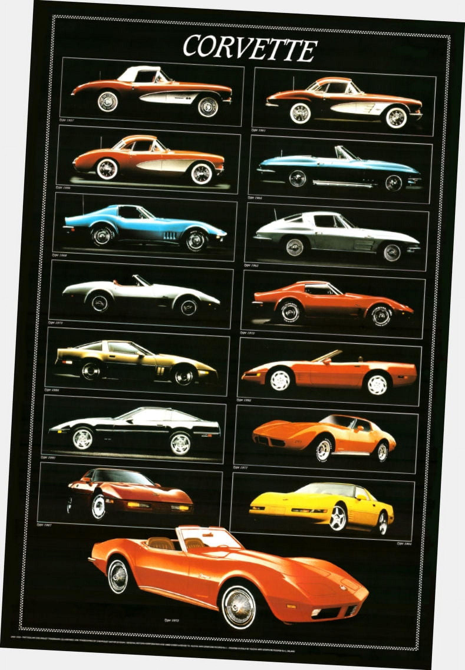 Corvette Poster 24"x36" 24x36 Vintage Models Multi-Color Square Adults ...
