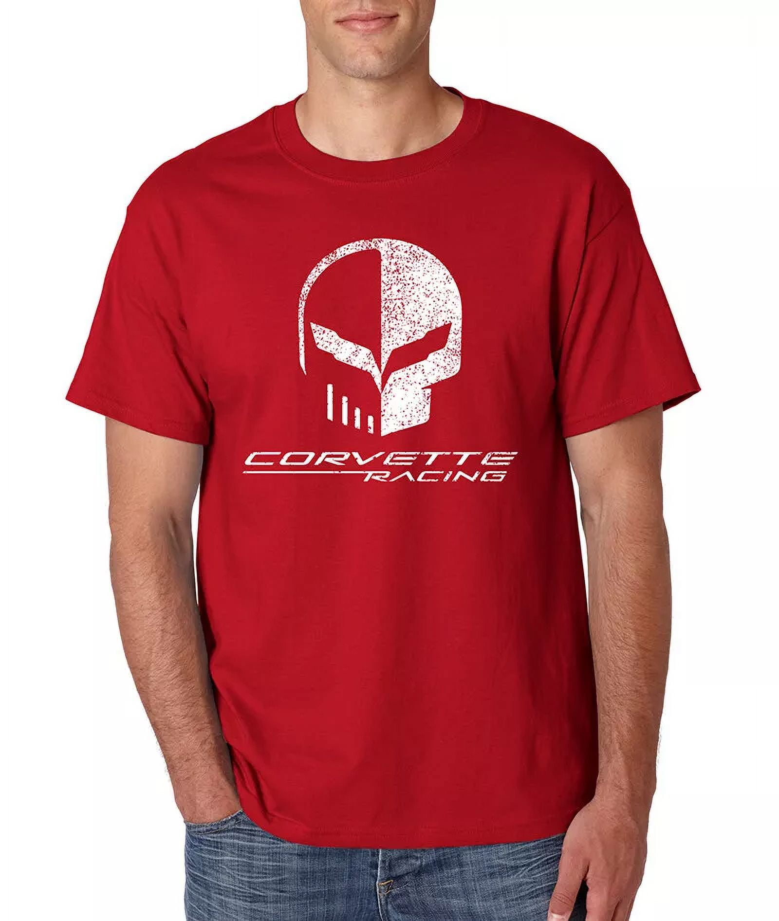 Corvette Racing Jake Skull Logo RED T-Shirt Chevy Chevrolet American ...